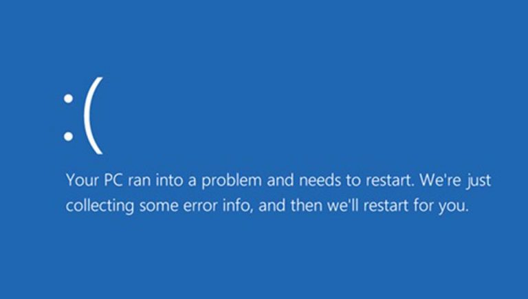 Your PC ran into a problem and needs to restart. We're just collecting ...